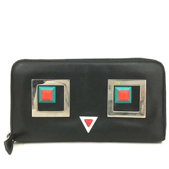 Fendi | Bags | Fendi Monster Leather Zip Around Long Wallet 3l29 | Poshmark